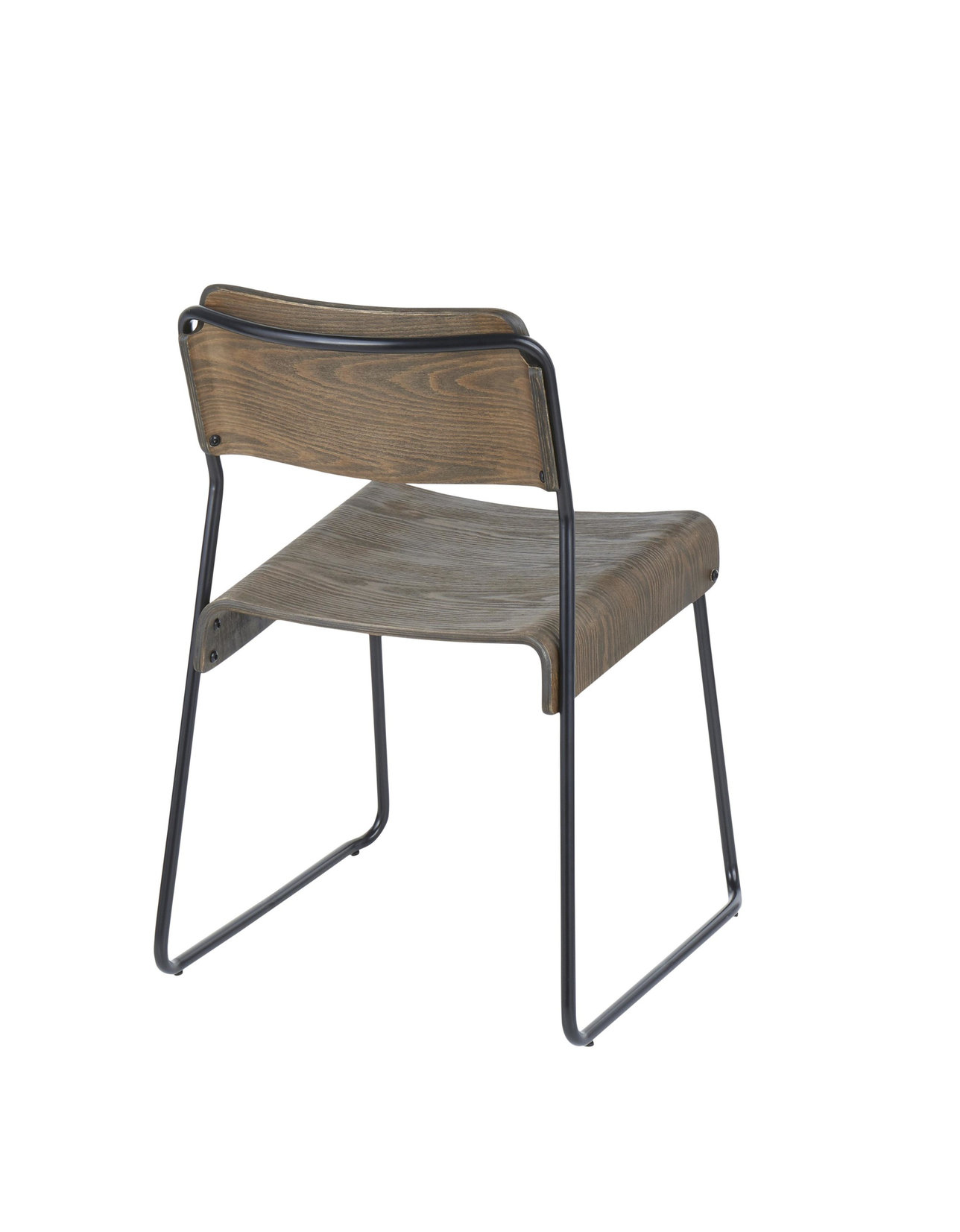 Dali Industrial Chair, Set of 2, Black Metal, Espresso Wood ...