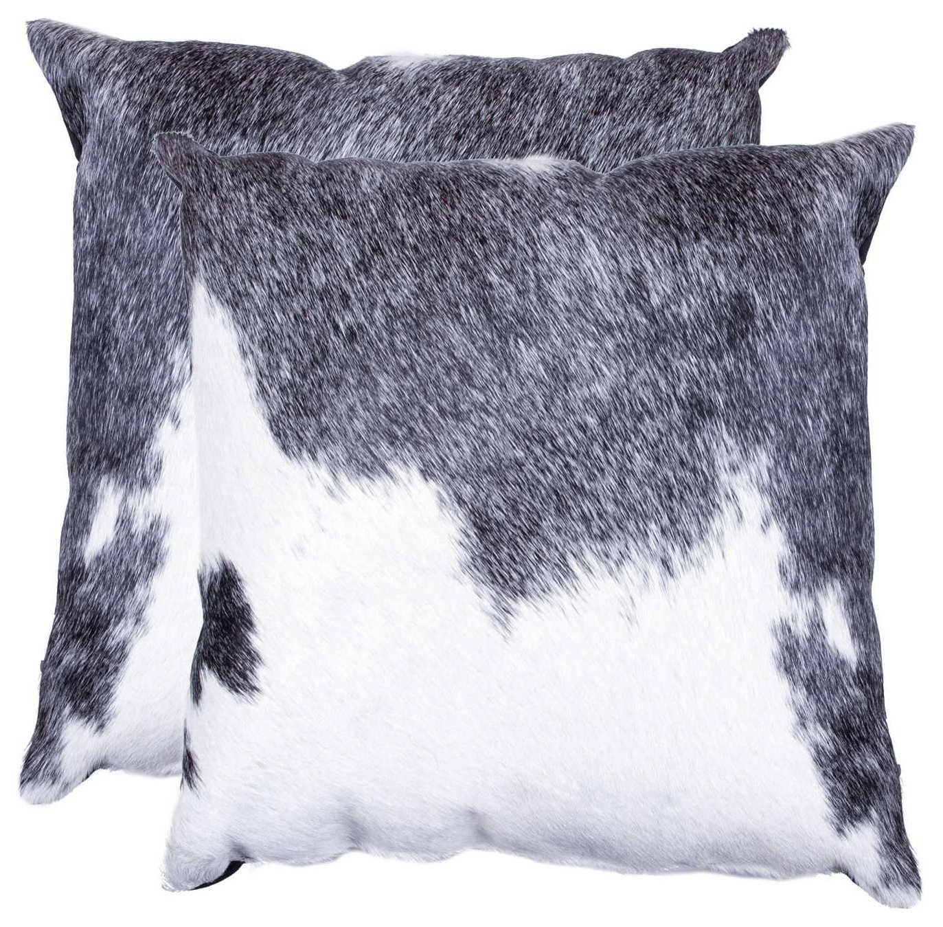 18"x18"x5" Gray and White Cowhide Pillow, Set of 2 - Contemporary ...