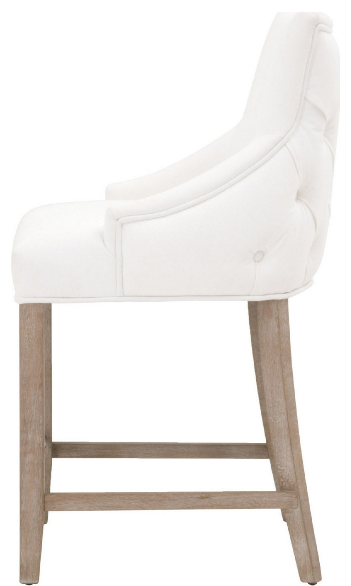 Fabric Counter Height Stool with Sloped Armrests and Padded Seat, White ...