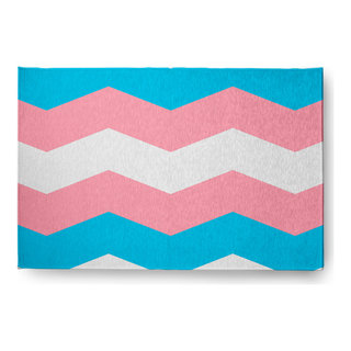 2' x 3' Pride Rug Light Blue, Pink, White Chenille Indoor/Outdoor Rug ...