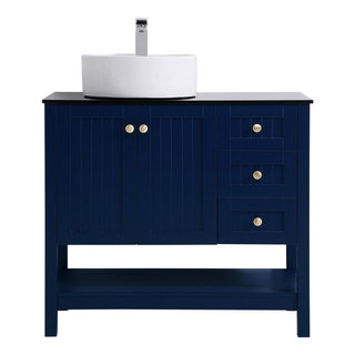 36 Inch Vessel Sink Bathroom Vanity In Blue - Modern - Vanity Tops And ...