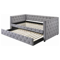 Coaster Mockern Tufted Fabric Upholstered Daybed with Trundle Gray ...