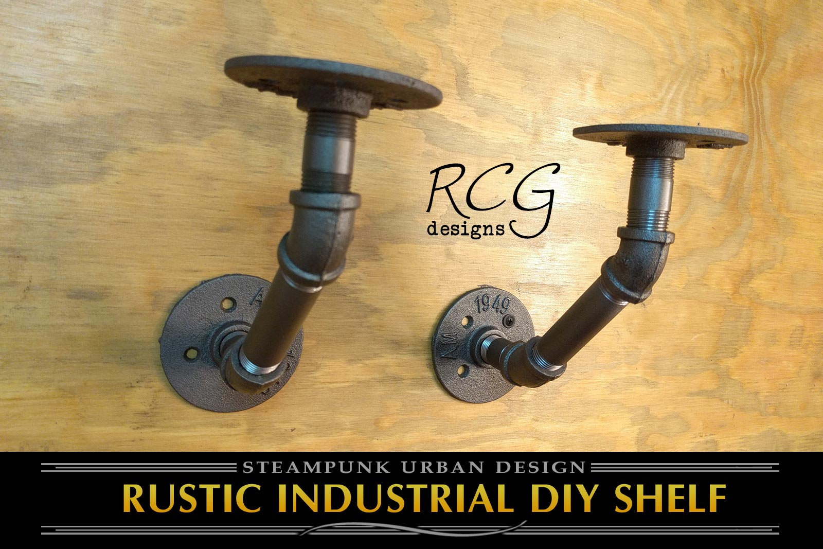 Pair Industrial Iron Pipe Brackets, 2"x3"x2" - Industrial - Brackets ...