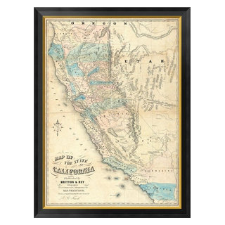 "Map of the State of California, 1853" by John B. Trask, 16x20", 30"x1 ...
