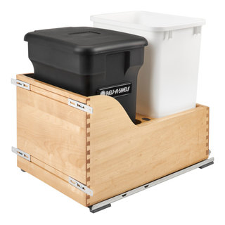 Wood Pull Out Trash/Compost Bin With Soft Close, 15"Wx21.75"Dx20.38"H ...