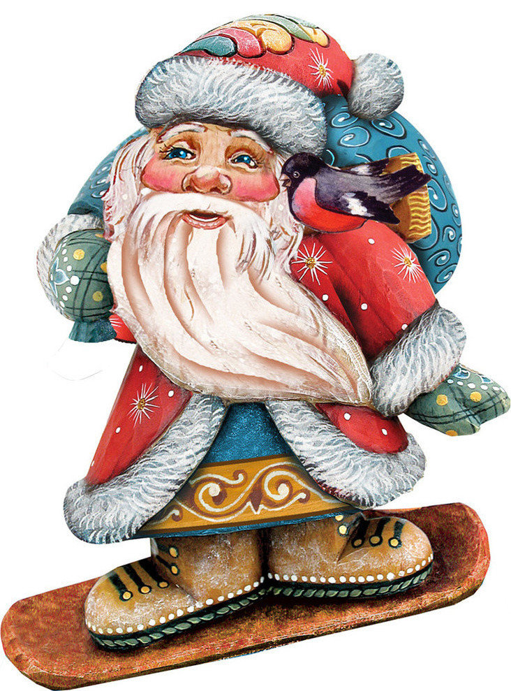 Downslope Santa Scenic Decorative Ornament, Large - Traditional ...