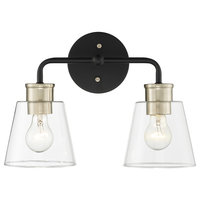 Cameron 2 Light 15" Matte Black Modern Gold Bathroom Vanity Light ...