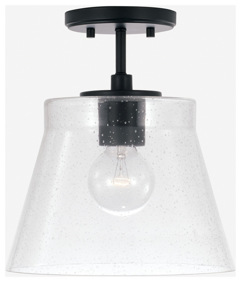 Baker One Light Pendant, Matte Black - Transitional - Pendant Lighting ...