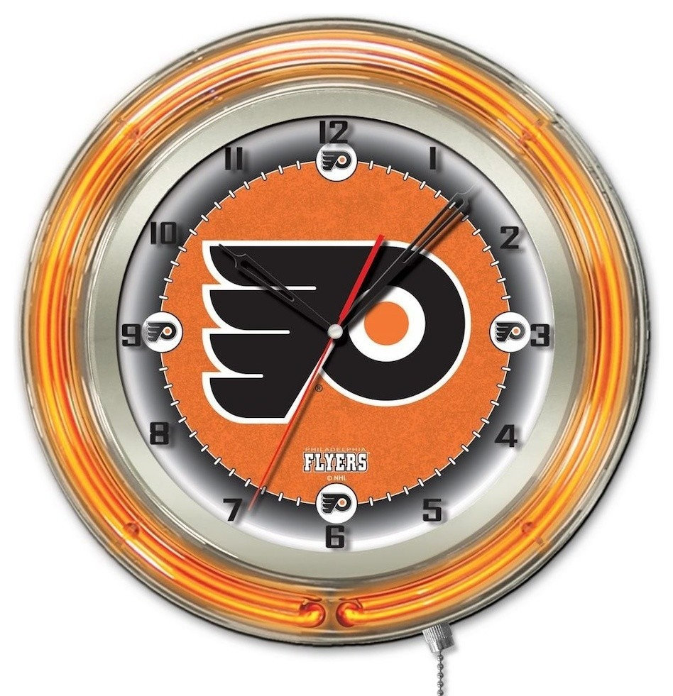 Philadelphia Flyers 19" Neon Clock - Contemporary - Wall Clocks - by ...