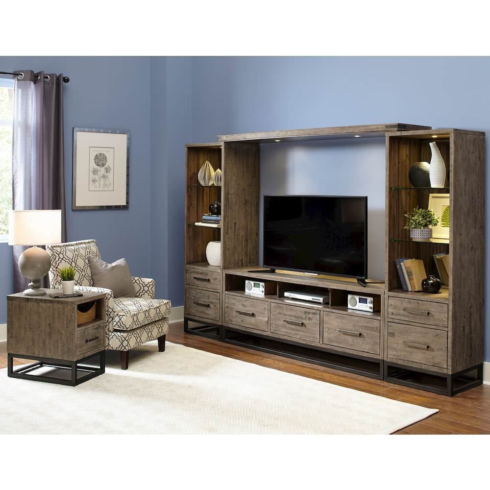East Hampton Distressed Solid Wood Entertainment Center - Tropical ...