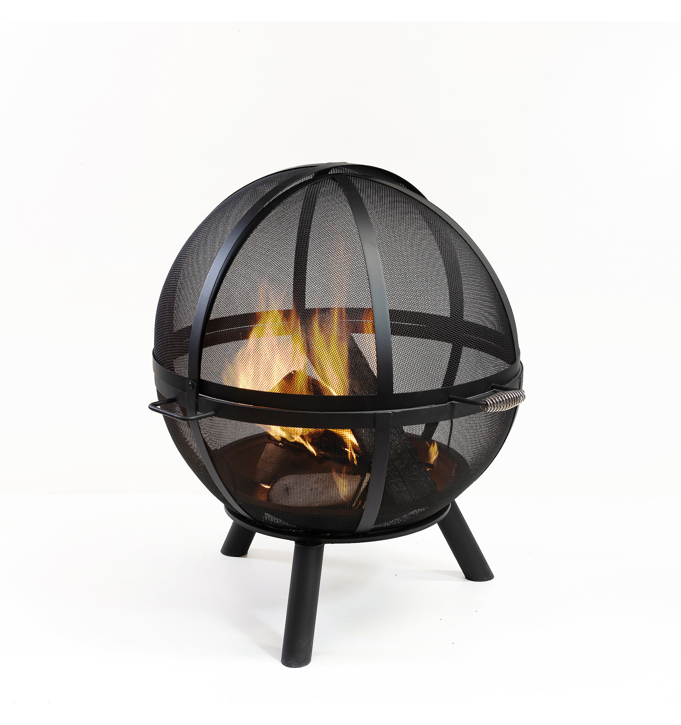 34" Diameter Outdoor Steel Woodburning Sphere Fire Pit - Industrial ...