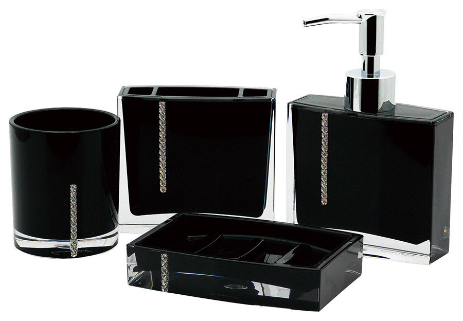 Krystal Bathware CBAK3101K Capitol 4-Piece Bath Accessory Set, Black ...