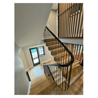 115_Stunning Continuous Rail System on 3 Story Floating Stairs ...