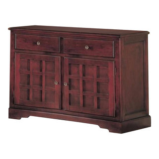 Contemporary Wooden Buffet Server With Doors And Drawers, Brown ...