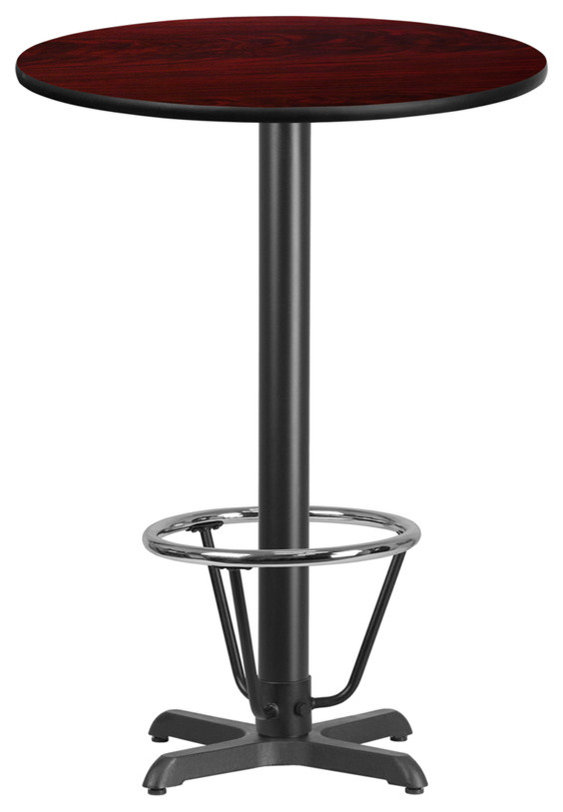 30" Round Mahogany Laminate Table, X-Base - Contemporary - Indoor Pub ...