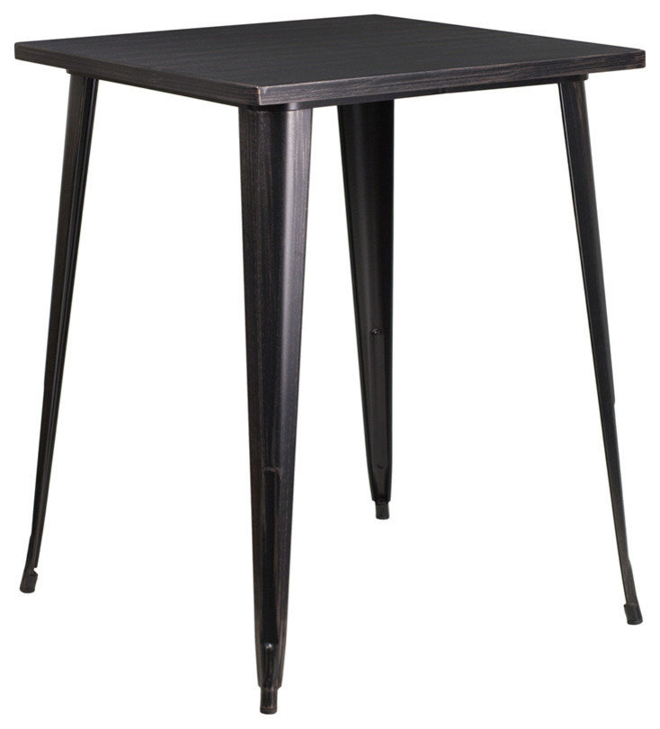 31.5" Square Bar H Black-Antique Gold Metal Indoor-Outdoor Table ...