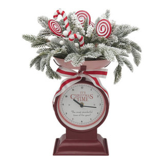Christmas Carousel Vintage Led Clock With Artificials And Peppermints ...