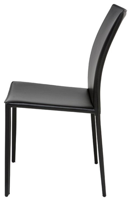 Nuevo Sienna Leather Dining Side Chair, Black - Contemporary - Dining ...
