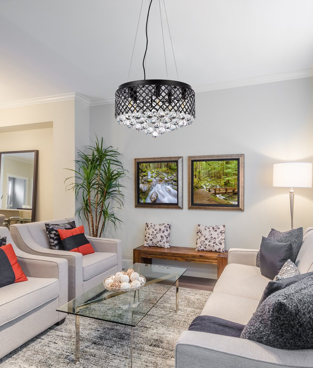 Elegant LD520D18BK Tully 6 Lights Pendant, Black - Contemporary ...
