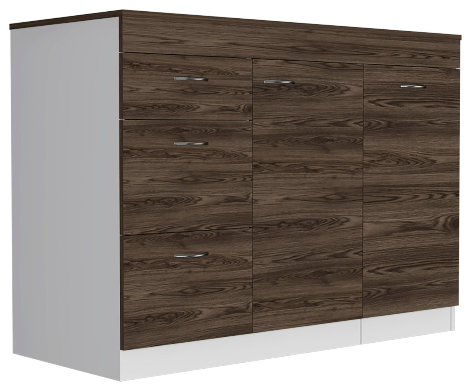 Spacious Storage Cabinet With Walnut Top, Drawers & Flexible Side Door ...