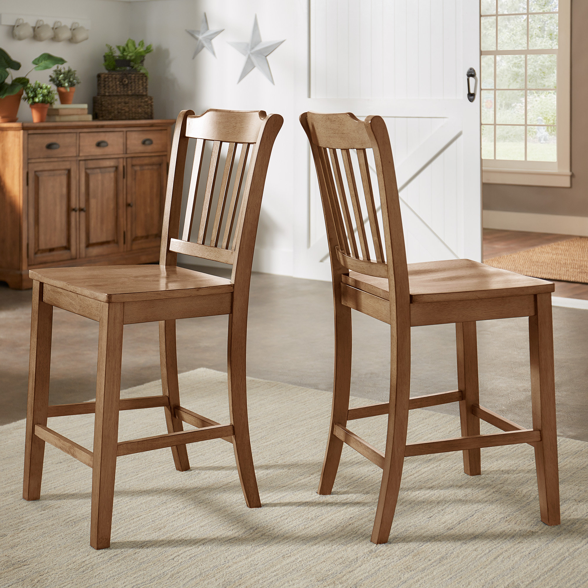 Arbor Hill Slat Back Counter Chair, Set of 2 - Farmhouse - Bar Stools ...