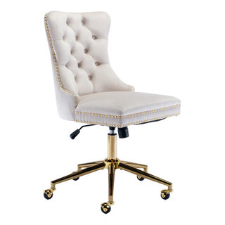 GDF Studio Adjustable Height Swivel Upholstered Office Chair, Golden ...