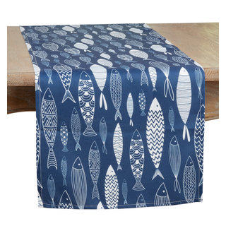 Table Runner With Fish Design, 16"x108" - Beach Style - Table Runners ...