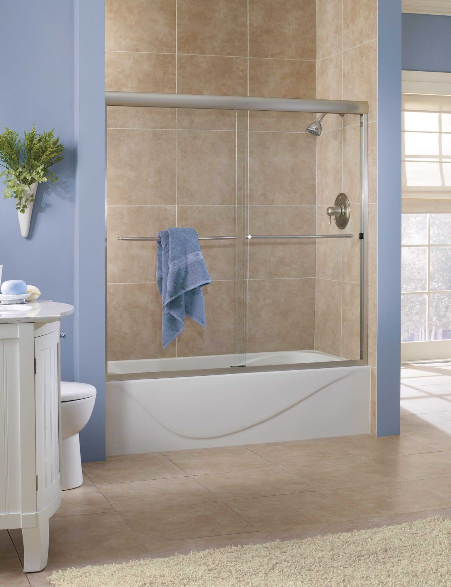 CRAFT + MAIN CVST5855-CL Cove 55"H x 58"W Sliding Frameless Tub ...