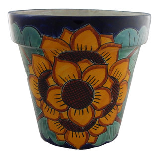Mexican Ceramic Flower Pot Planter Folk Art Pottery Handmade Talavera ...