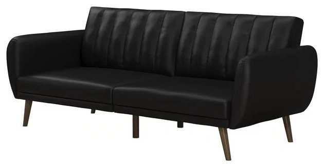 Retro Multifunctional Futon with Channel Tufted Backrest and Versatile ...