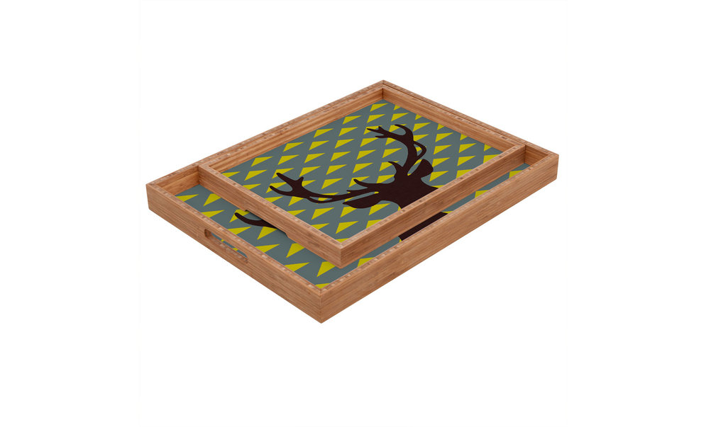 Natt Mountain Deer Rectangular Tray, Large - Contemporary - Serving ...