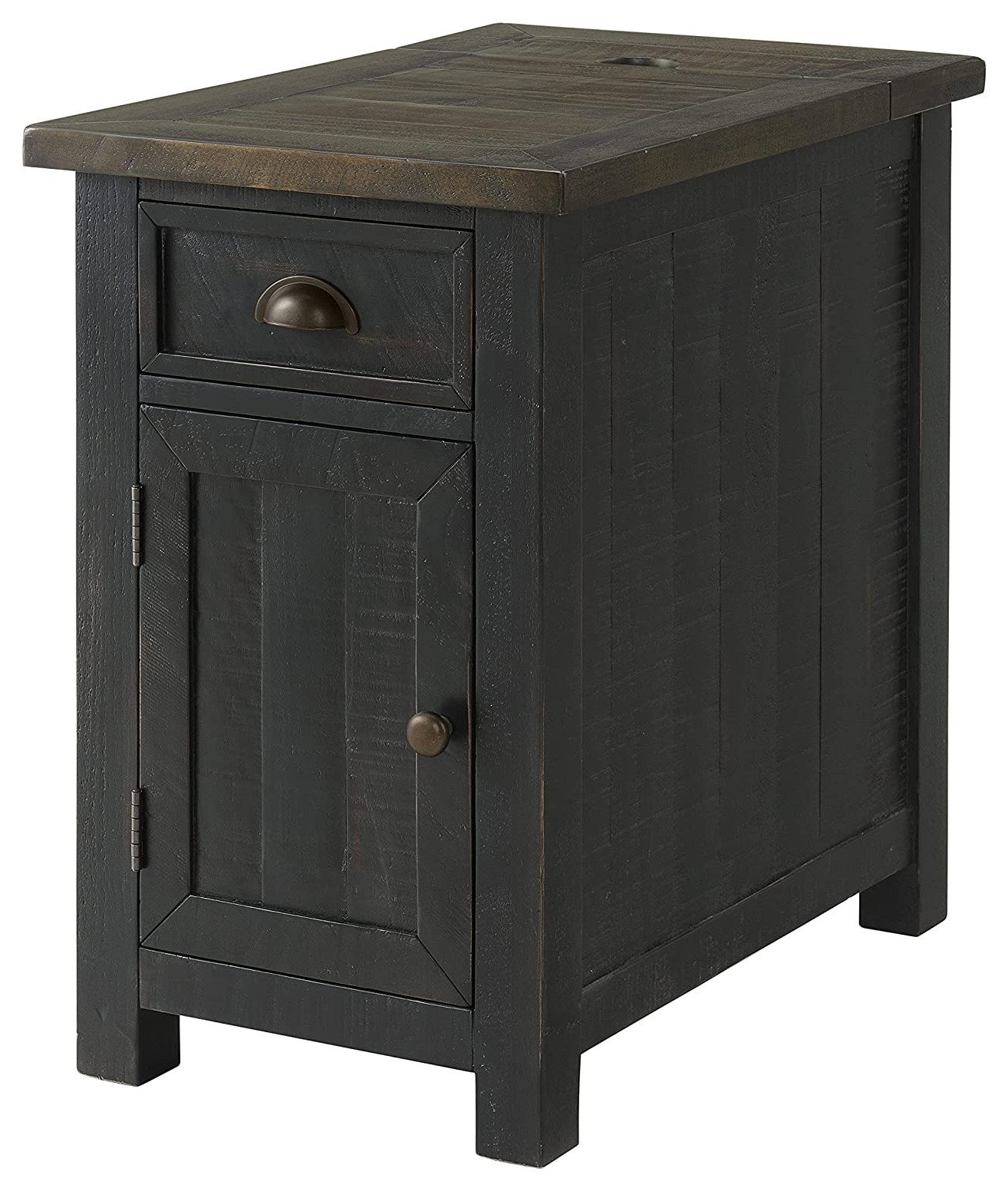 Solid Pine End Table With USB/Outlet Charging Station and Storage ...