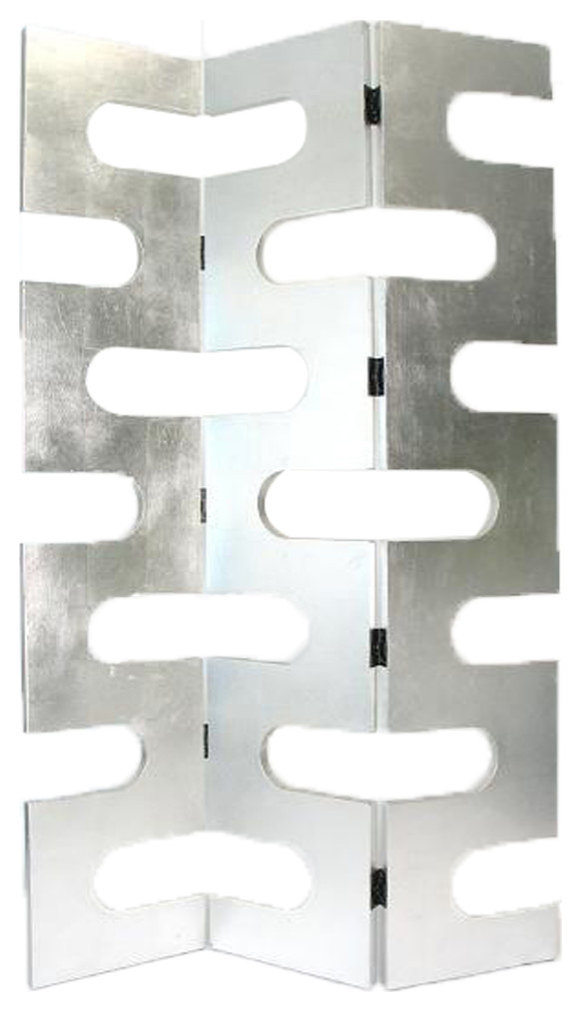 Benzara BM213434 3 Panel Wooden Screen with Obround Shaped Cut Outs ...