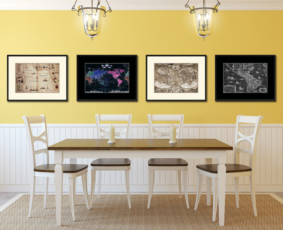 Portolan Chart Vintage Map Print On Canvas With Picture Frame 16" X 21 ...