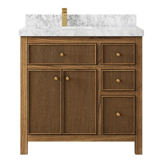 Sonoma Teak 36 Left Offset Bath Vanity, 36" Left Offset - Transitional ...
