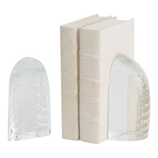 Frosted Glass Block Abstract Bookends, Set of 2 - Contemporary ...