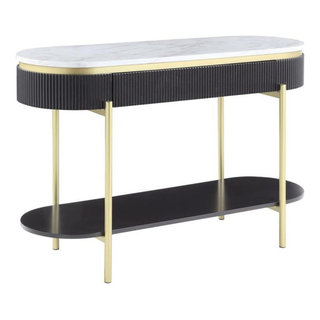 Bowery Hill Contemporary Wood 1-Drawer Console Table in Walnut ...
