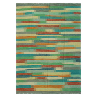 Winchester Kilim Fusun Blue/Gray Rug, 6'9x9'10, 6'9x9'10 - Contemporary ...