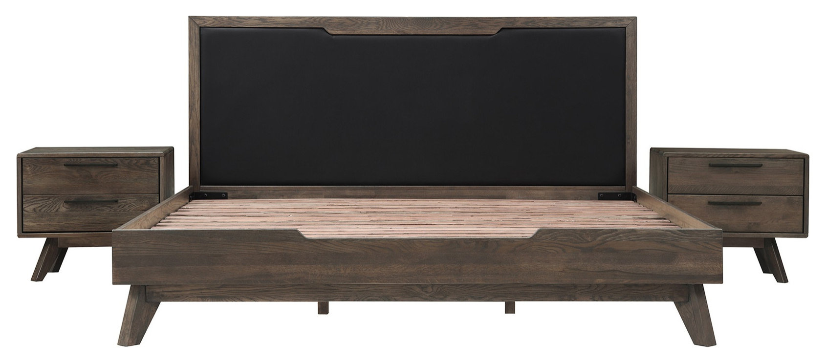 Astoria 3-Piece King Bedroom Set, Oak With Black Faux Leather ...