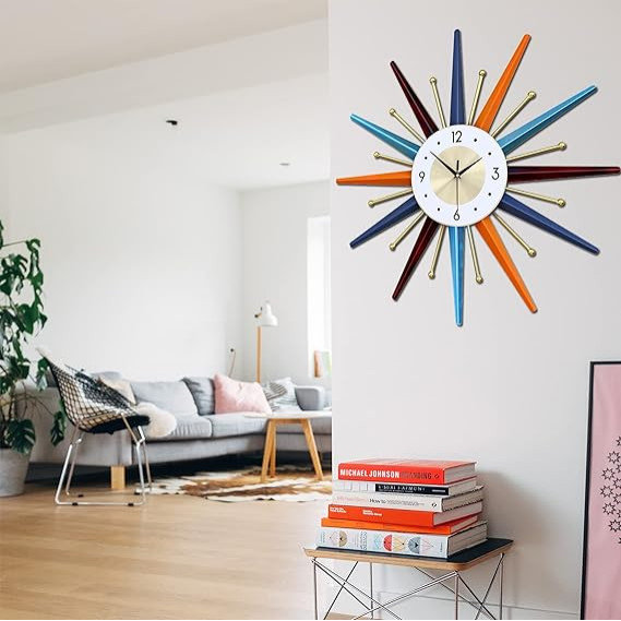 Large Wall Clock 31" Modern Wall Clock Starburst Mid-Century ...