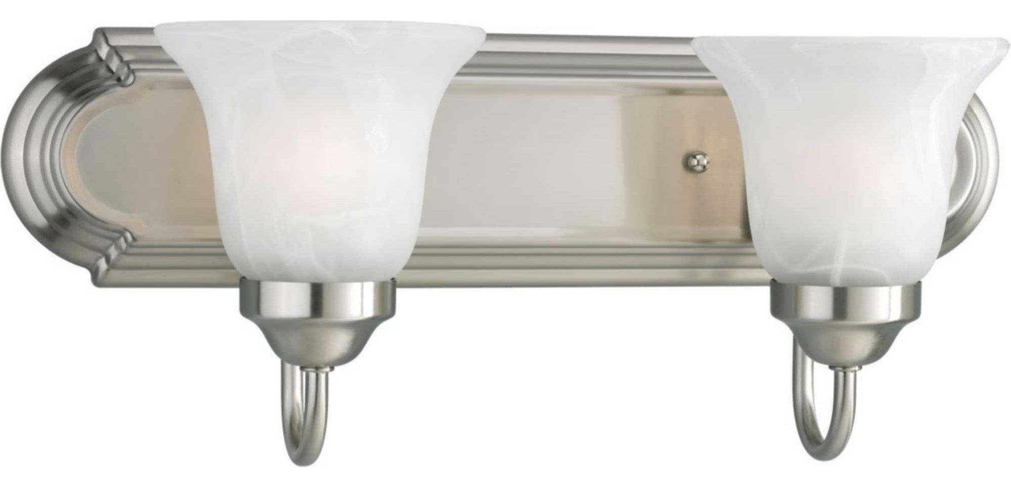 Alabaster Glass 2 Light Bath & Vanity in Brushed Nickel (P3052-09 ...