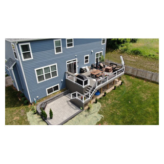 Silver Maple TimberTech Deck & Belgard Rustic Slab Patio in South Elgin ...