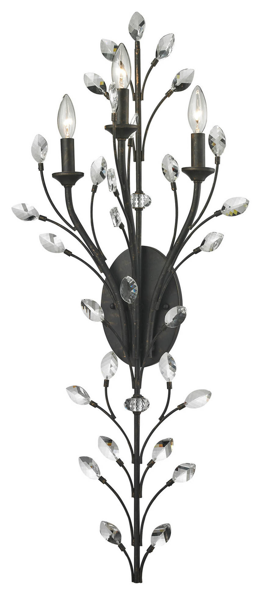 Elk Lighting Crystal Branches 3 Light Sconce In Burnt Bronze - Wall ...