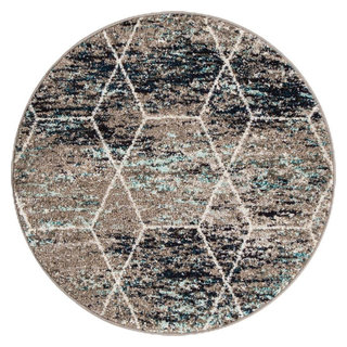 Rug Unique Loom Trellis Frieze Multi/Beige Round 3' 0 x 3' 0 ...