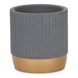 Gold Base Gray Ceramic Pot - Small - Contemporary - Outdoor Pots And ...