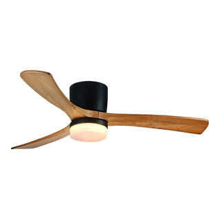 36" LED Wooden Ceiling Fan with Lamp and Remote Control, Dia35.8xh7.5 ...