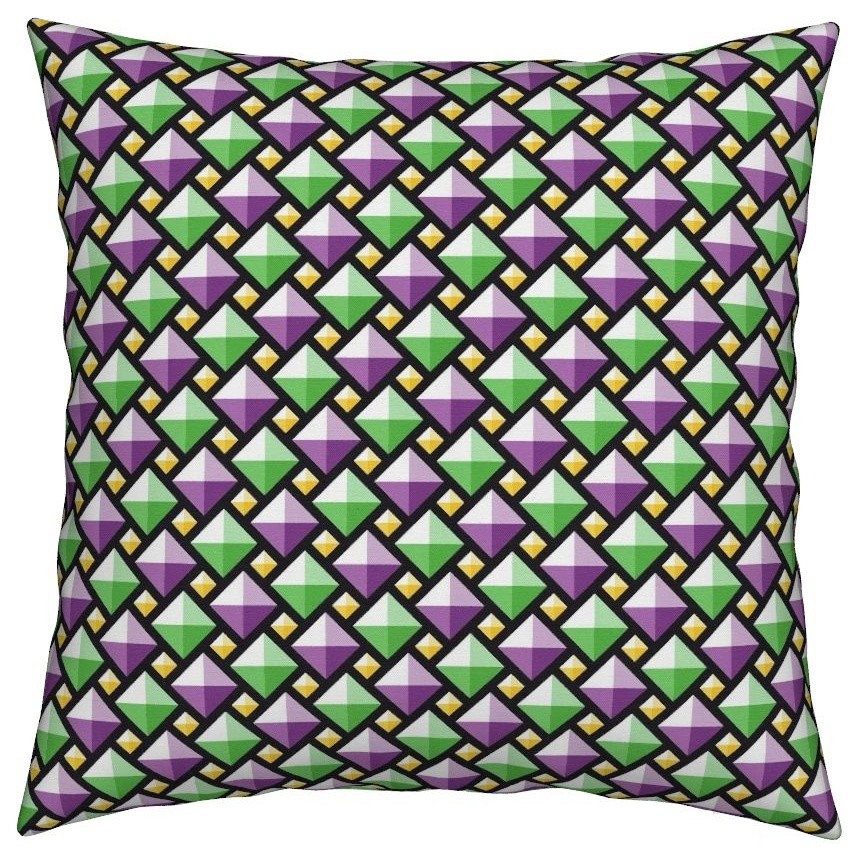 Geometric Mardi Gras Pyramid Square Octahedron Throw Pillow ...