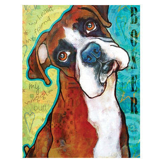 "Boxer Pop Art" Painting Print on Wrapped Canvas, 40x52 - Contemporary ...