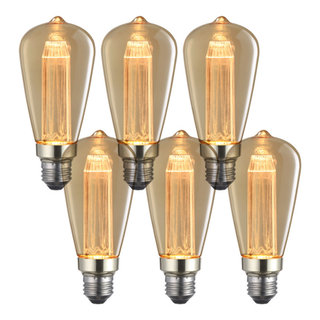 6 Pack ST64 Vintage Edison Bulb Dimmable, Amber, E26 Base 2000K Soft ...