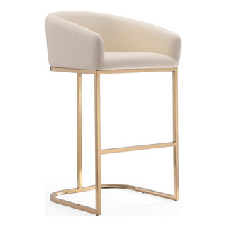 Louvre Barstool in Cream and Titanium Gold Contemporary Bar Stools And Counter Stools by Morning Design Group Inc Houzz